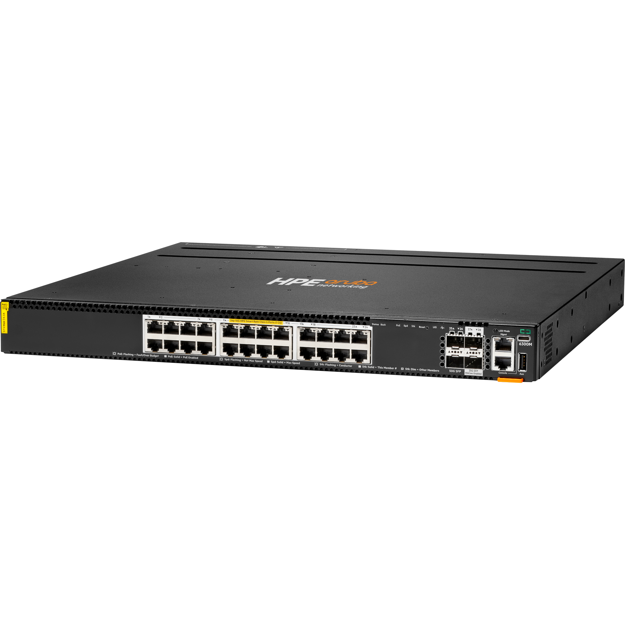 HPE Aruba Networking CX 6300M 24p HPE Smart Rate 1G/2.5G/5G/10G Class6 ...